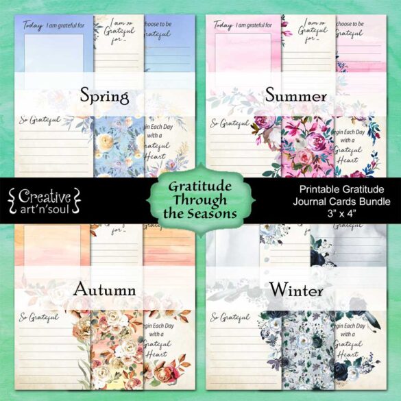 Printable Gratitude Journal Cards, Through the Seasons - CreativeArtnSoul