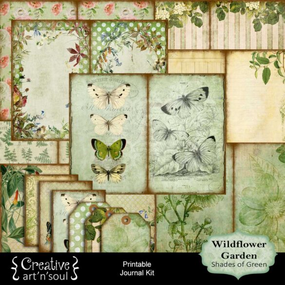 Wildflower Garden Printable Junk Journal: Shades of Green - Creative ...