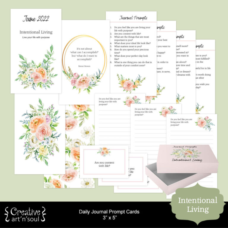 Printable Daily Journal Prompt Cards, Intentional Living - Creative ...