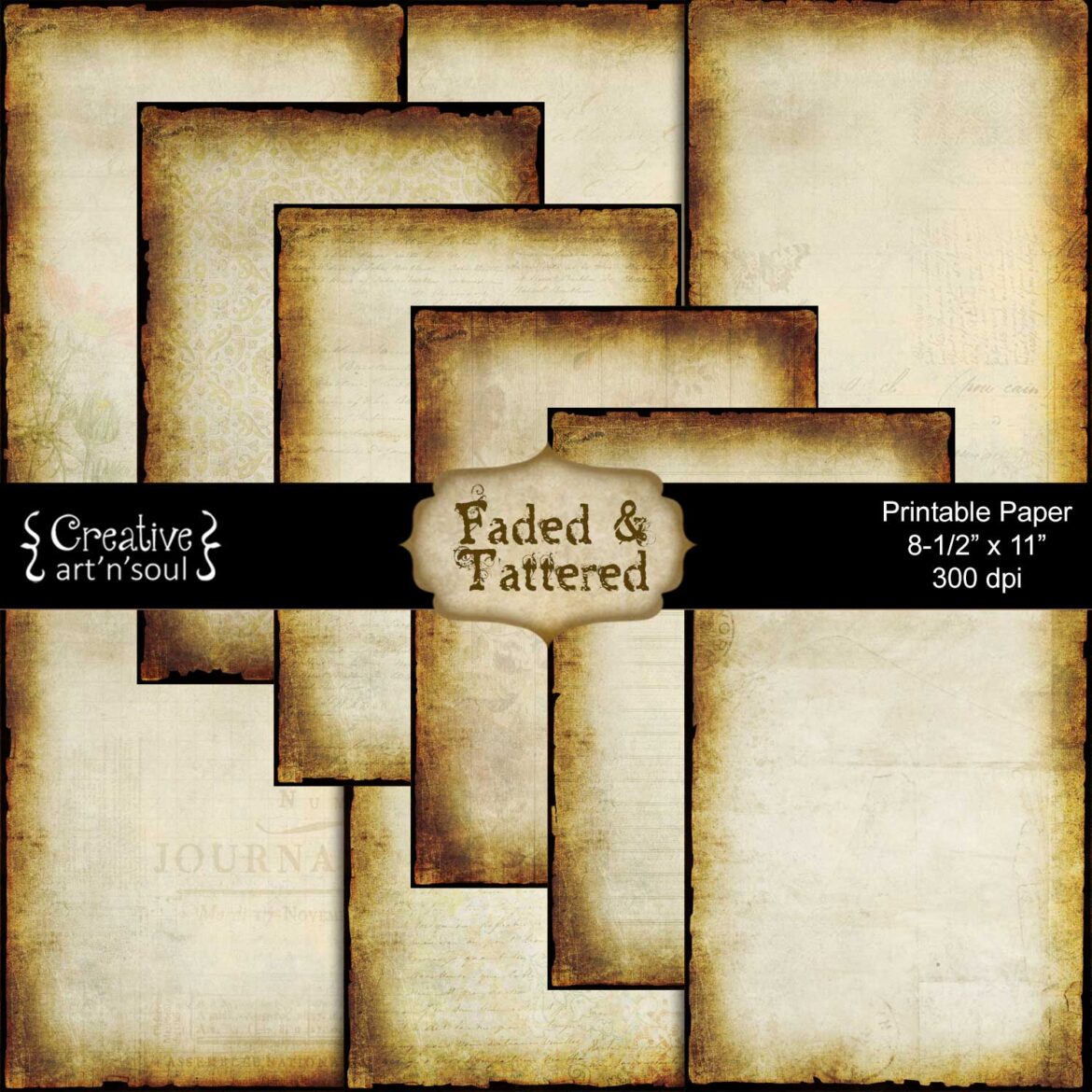 Faded & Tattered Printable Paper - Creative ArtnSoul