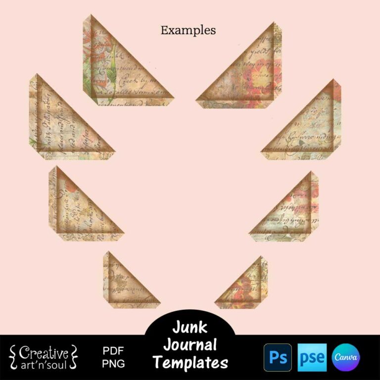 Junk Journal Templates, Corner Pockets - CreativeArtnSoul