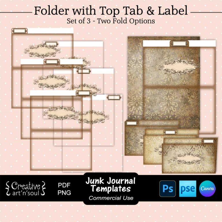 Printable Junk Journal Templates, Folder with Top Tab and Label ...