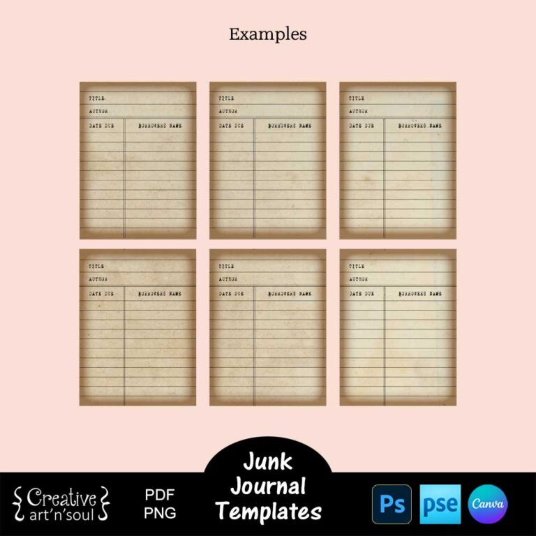 Junk Journal Templates, Library Cards 3″ x 4″ - CreativeArtnSoul