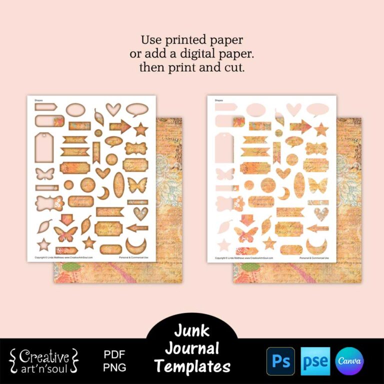 Printable Junk Journal Templates, Shapes - CreativeArtnSoul