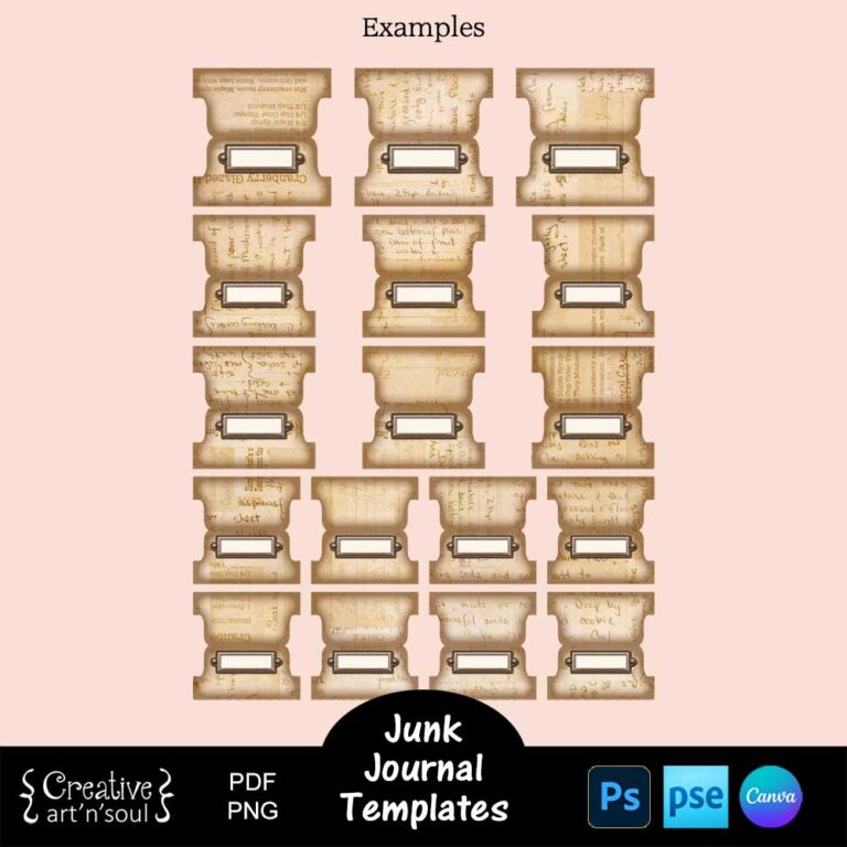 Printable Junk Journal Templates, Tabs with Labels - Creative ArtnSoul