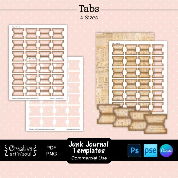 Junk Journal Templates, Tabs - CreativeArtnSoul