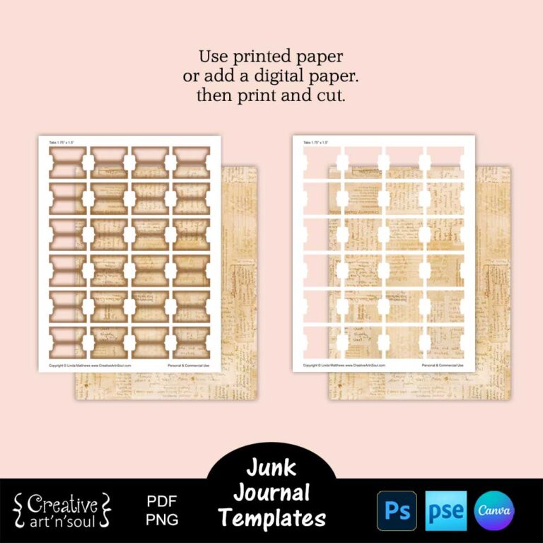Printable Junk Journal Templates, Tabs - Creative ArtnSoul
