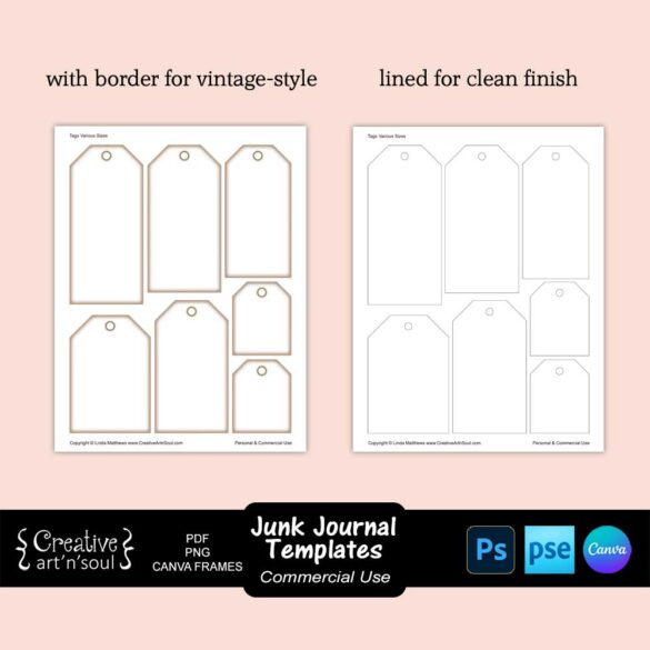 Junk Journal Templates, Tags - CreativeArtnSoul
