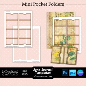 Printable Junk Journal Templates, Mini Pocket Folders - Creative ArtnSoul