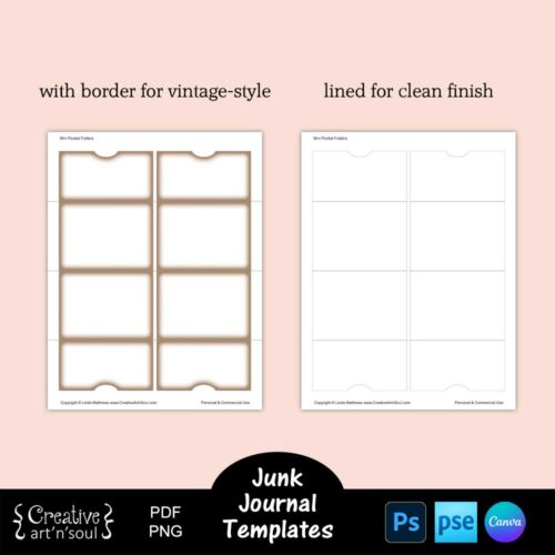 Printable Junk Journal Templates, Mini Pocket Folders - Creative ArtnSoul