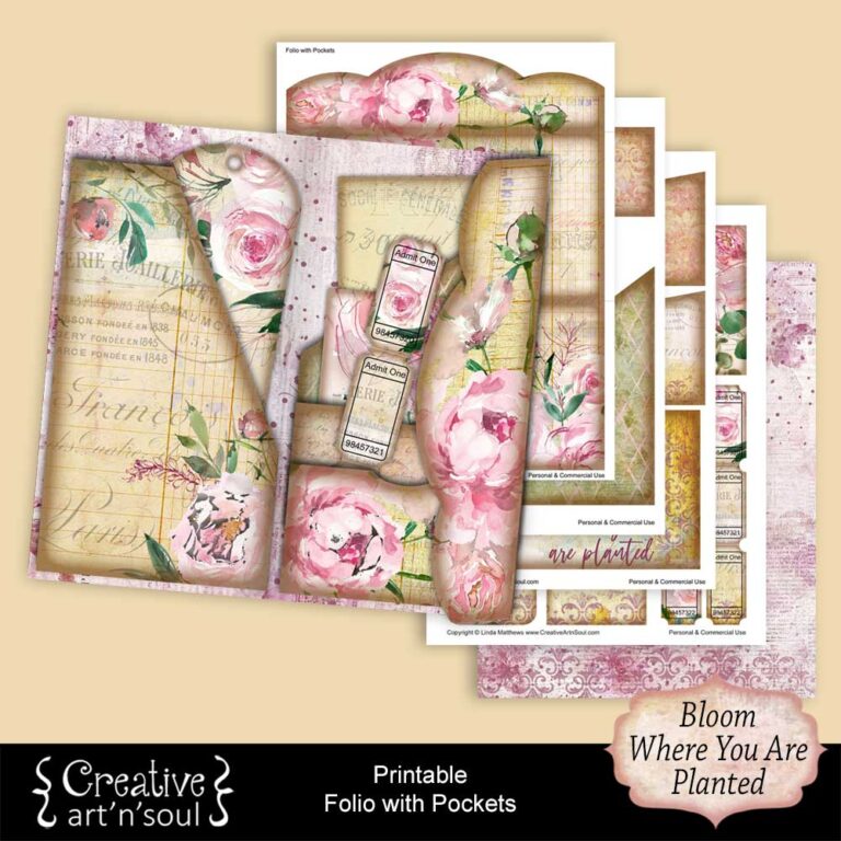 Printable Junk Journal Folio with Pockets - CreativeArtnSoul