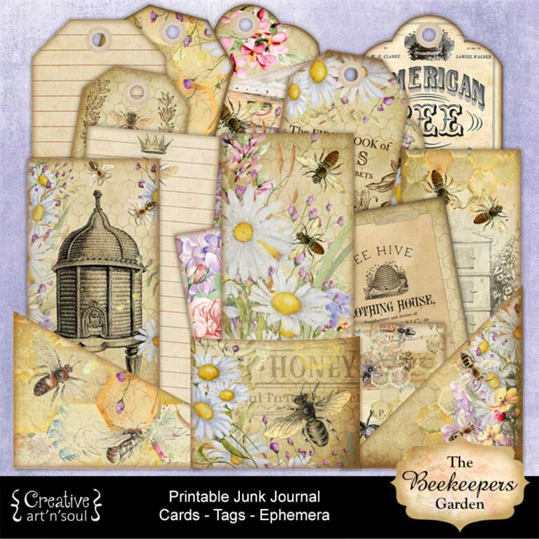 Printable Junk Journal Elements & Ephemera, The Beekeeper's Garden ...