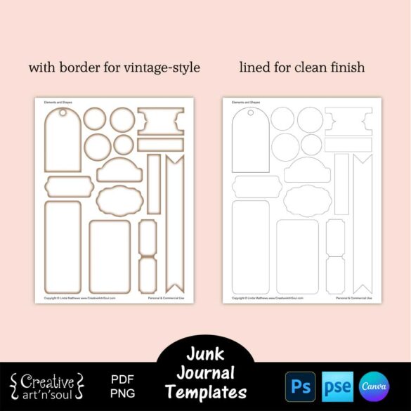 Junk Journal Templates, Elements and Shapes - CreativeArtnSoul