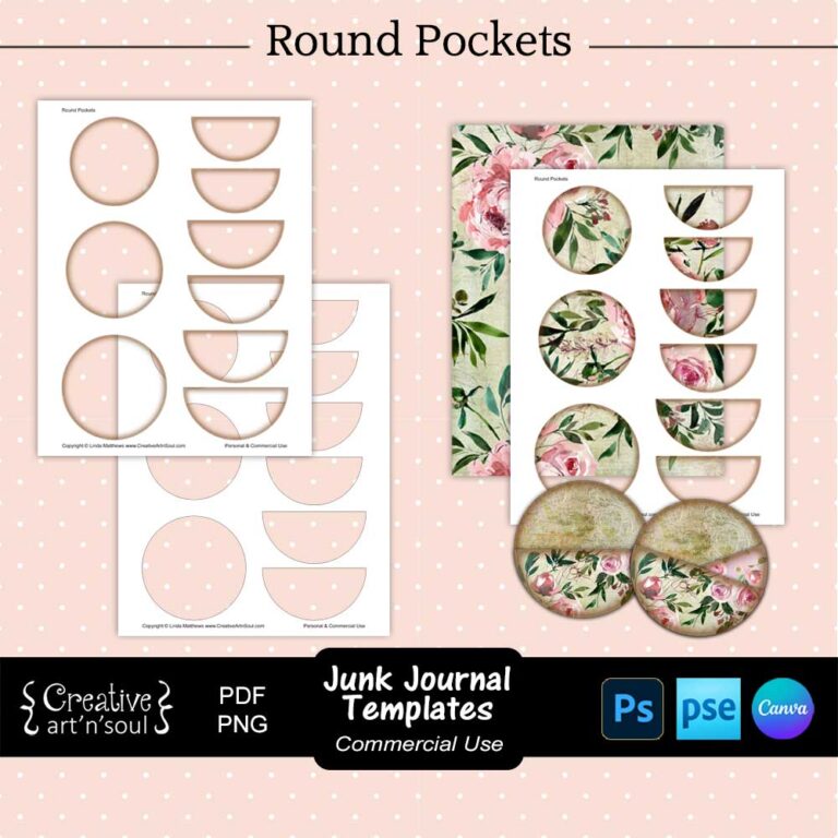 Junk Journal Templates, Round Pockets - CreativeArtnSoul