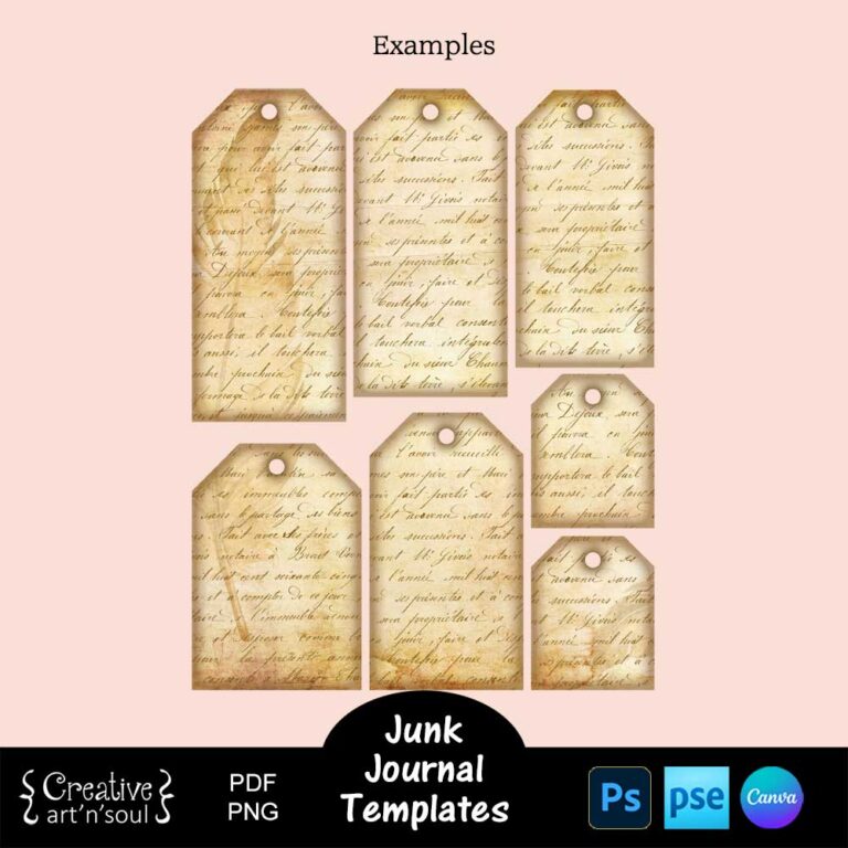Printable Junk Journal Templates, Tags French Script Overlays ...