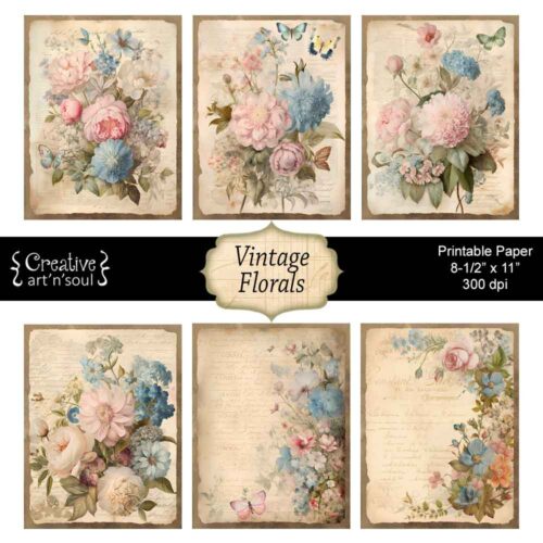 Vintage Florals Printable Paper - Creative ArtnSoul