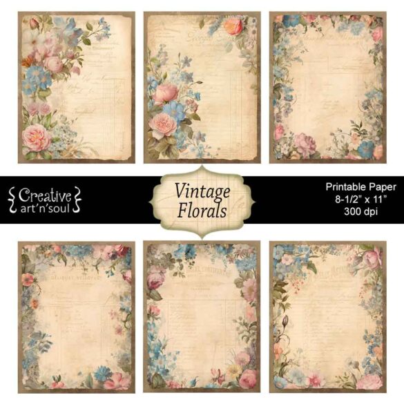 Vintage Florals Printable Paper - Creative ArtnSoul