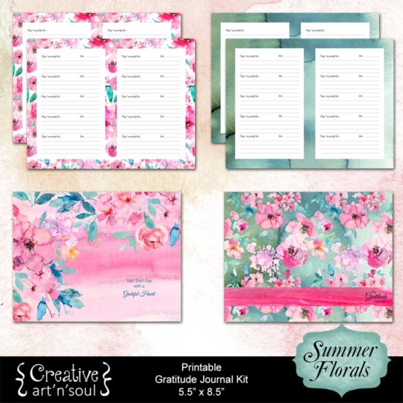 Printable Gratitude Journal, Summer Florals - CreativeArtnSoul