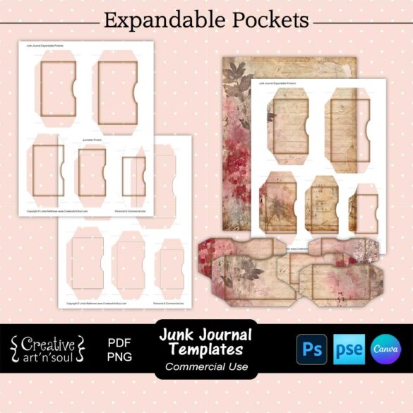 Printable Junk Journal Templates, Expandable Pockets - Creative ArtnSoul