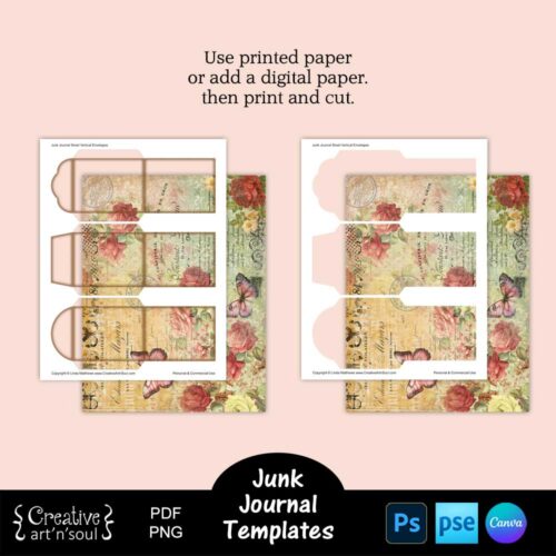 Junk Journal Templates, Small Vertical Envelopes - CreativeArtnSoul