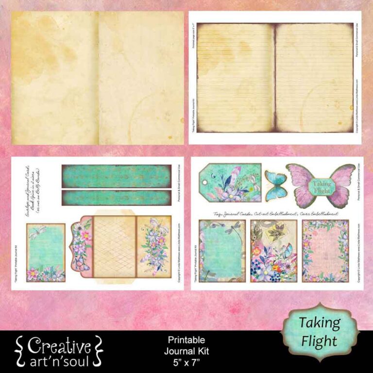 Printable Junk Journal Kit, Taking Flight - CreativeArtnSoul
