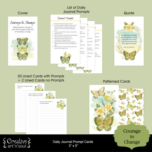 Printable Daily Journal Prompt Cards, Courage to Change - Creative ArtnSoul