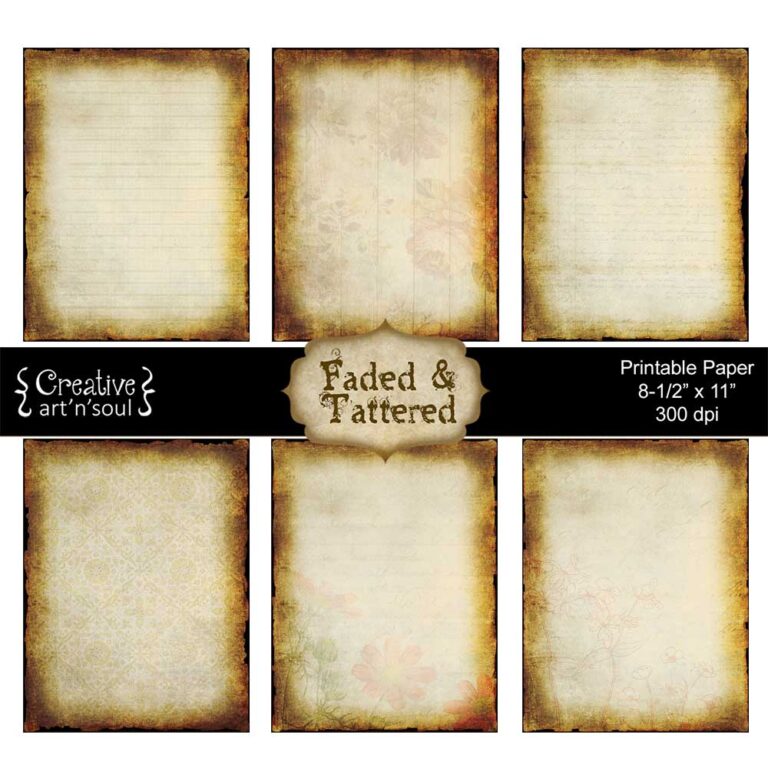 Faded & Tattered Printable Paper - Creative ArtnSoul