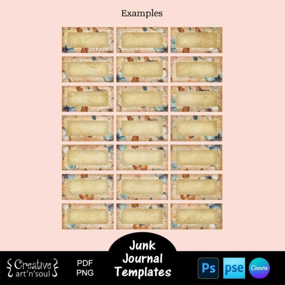 Junk Journal Templates, Rectangular Labels with Borders - CreativeArtnSoul