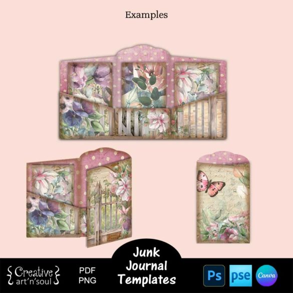 Printable Junk Journal Templates, Mini Trifold Folio with Cards ...