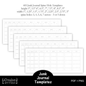 Printable Junk Journal Templates, Spine and Signature Hole Templates ...