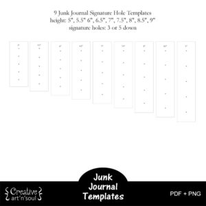 Printable Junk Journal Templates, Spine and Signature Hole Templates ...