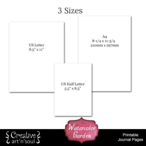 Printable Journal Pages, Printable Writing Paper, 3 Sizes, Watercolor ...