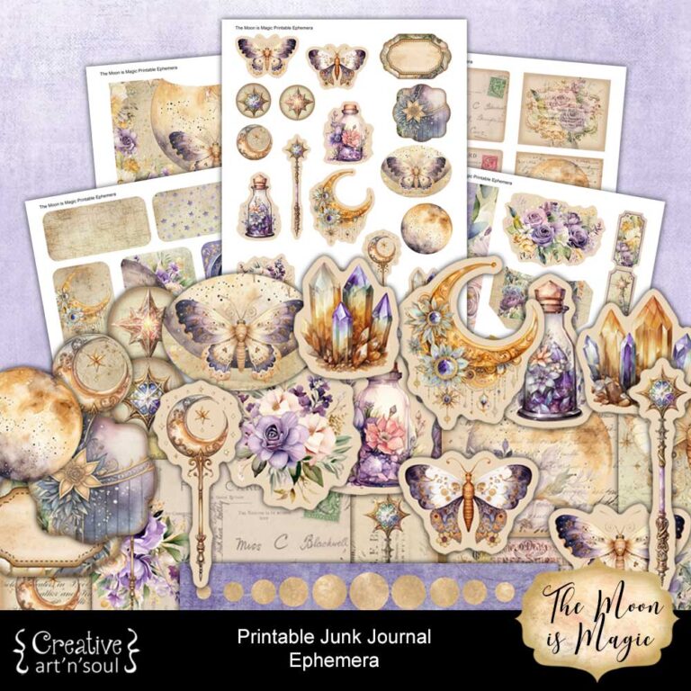 Printable Junk Journal Elements & Ephemera, The Moon is Magic ...