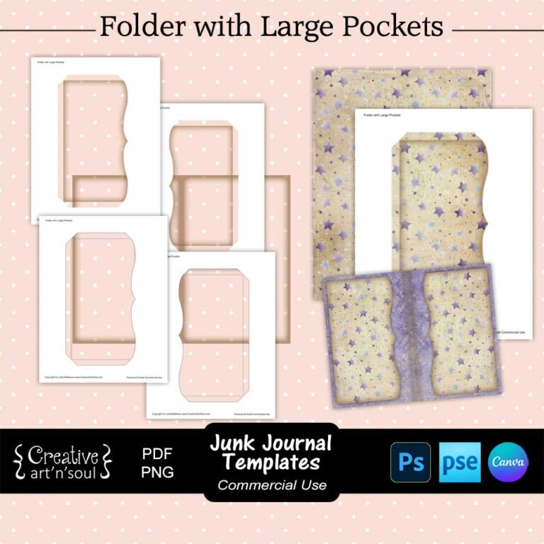 Printable Junk Journal Templates, Folder with Large Pockets - Creative ...