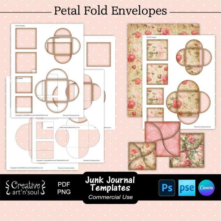 Junk Journal Templates, Petal Fold Envelopes and Cards - CreativeArtnSoul