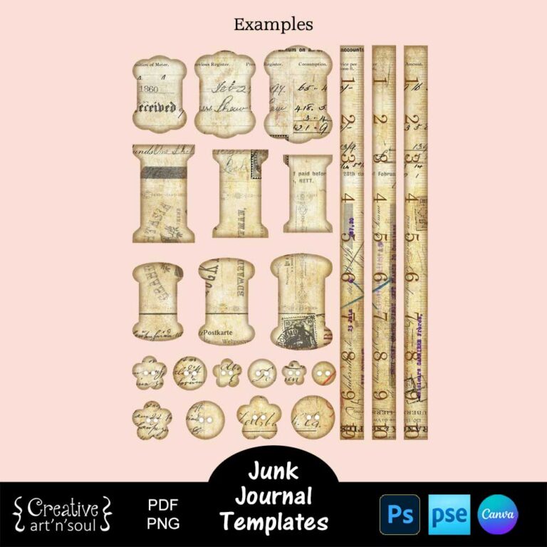 Junk Journal Templates, Sewing Shapes - CreativeArtnSoul
