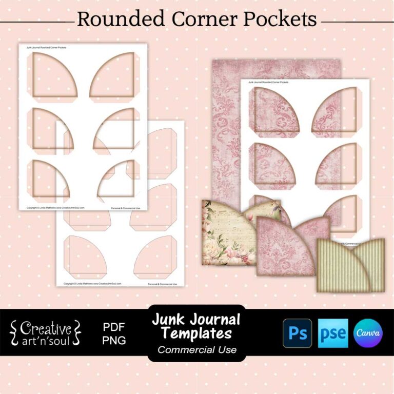 Printable Junk Journal Templates, Rounded Corner Pockets - Creative ...