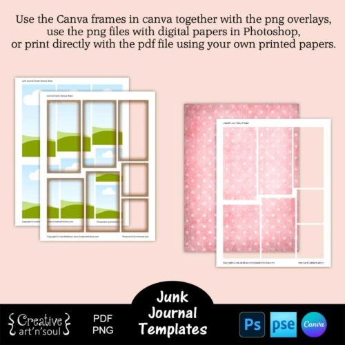 Printable Junk Journal Cards Template Bundle for Canva and Photoshop ...