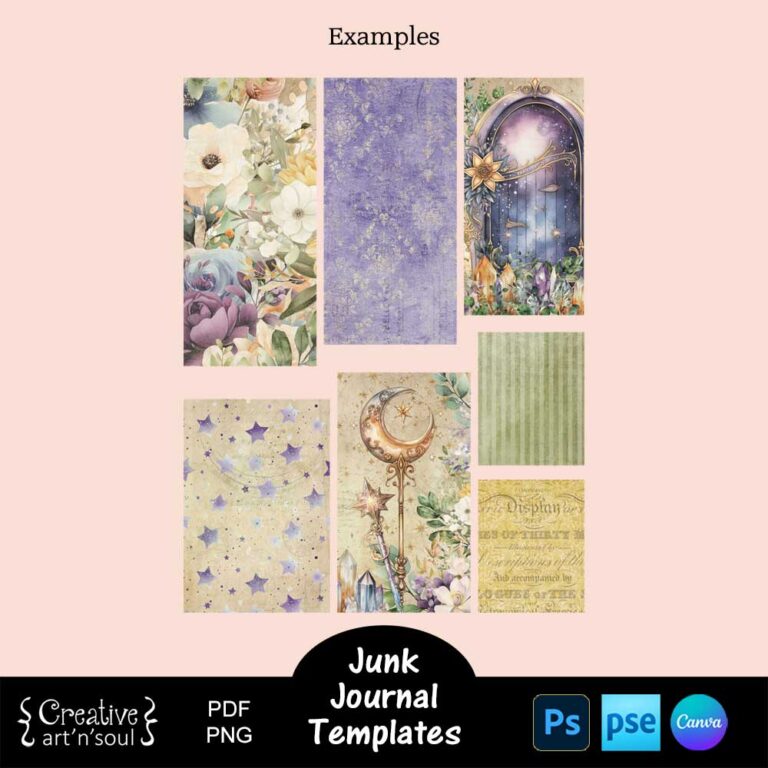 Printable Junk Journal Cards Template Bundle for Canva and Photoshop ...