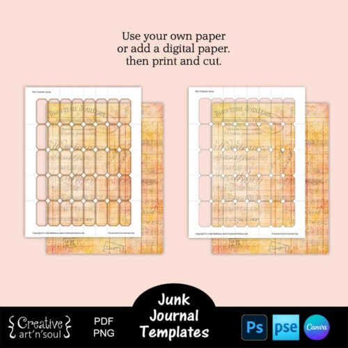 Junk Journal Templates, Mini Foldable Cards - CreativeArtnSoul