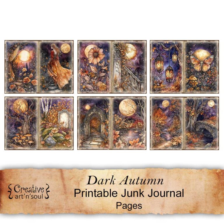 Dark Autumn Printable Junk Journal Pages - CreativeArtnSoul
