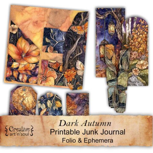Dark Autumn Printable Junk Journal Mega Kit - Creative ArtnSoul