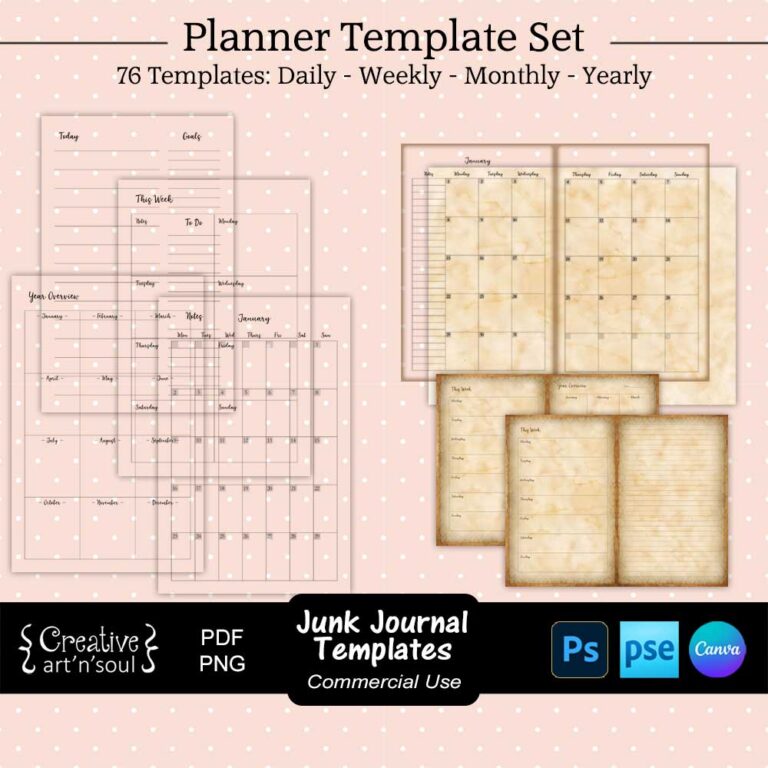 Junk Journal Templates, Junk Journal Planner - CreativeArtnSoul