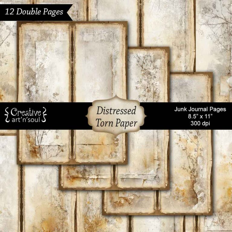 Printable Junk Journal Pages Tall & Skinny, Distressed Torn Paper ...