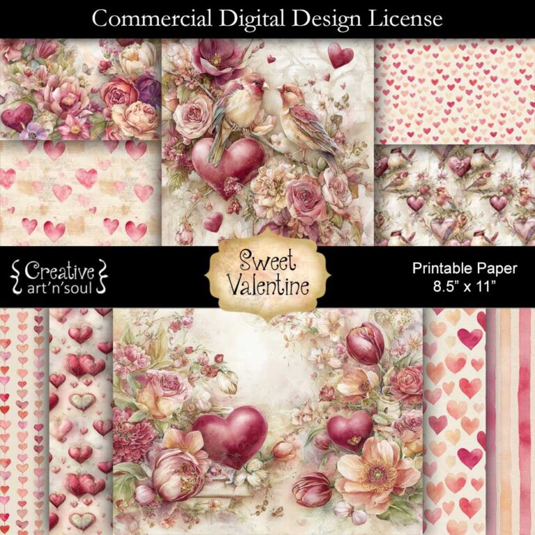 Commercial Digital Design License for Sweet Valentine Printable Paper ...